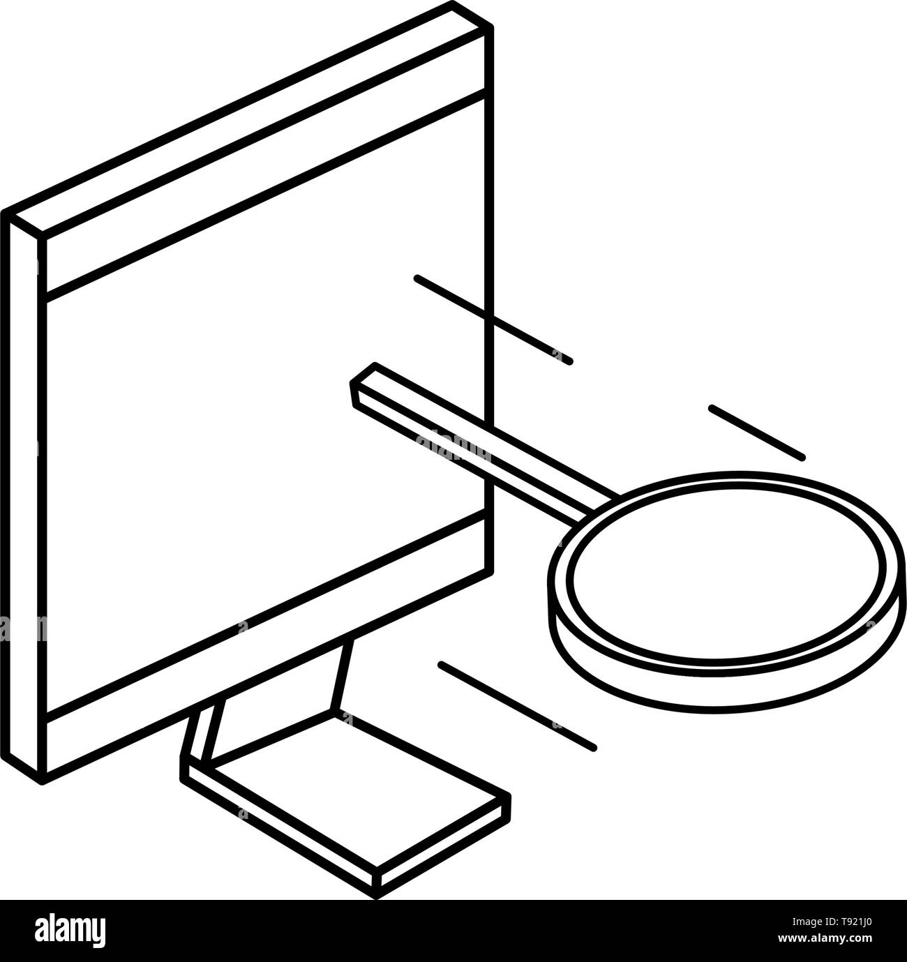 desktop computer with magnifying glass vector illustration design Stock ...