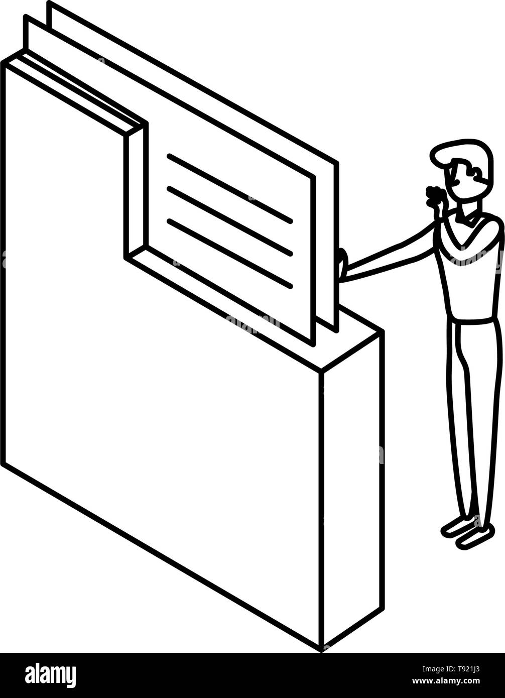 businessman worker with folder documents vector illustration design ...