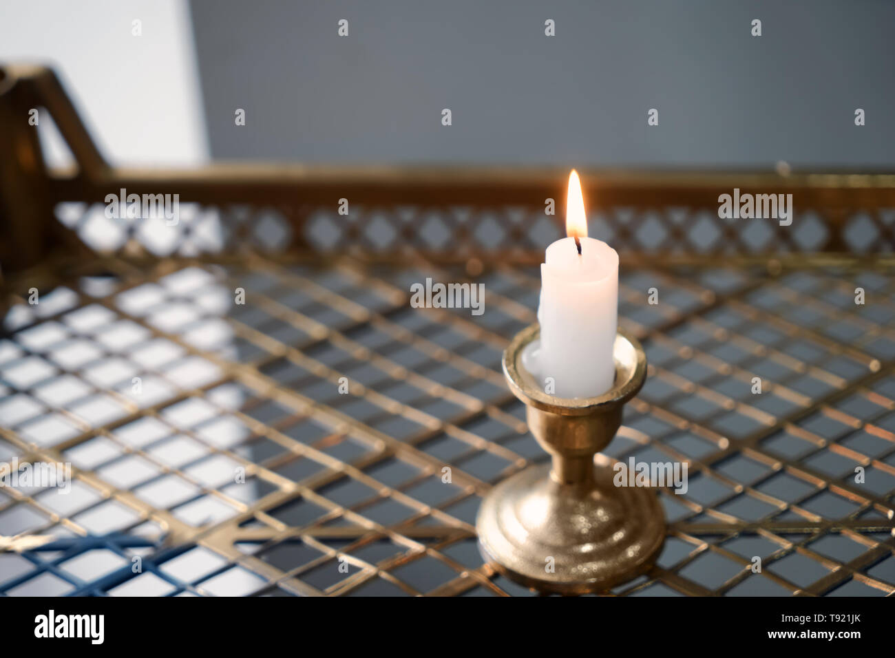 Stylish golden candlestick on hi-res stock photography and images - Alamy
