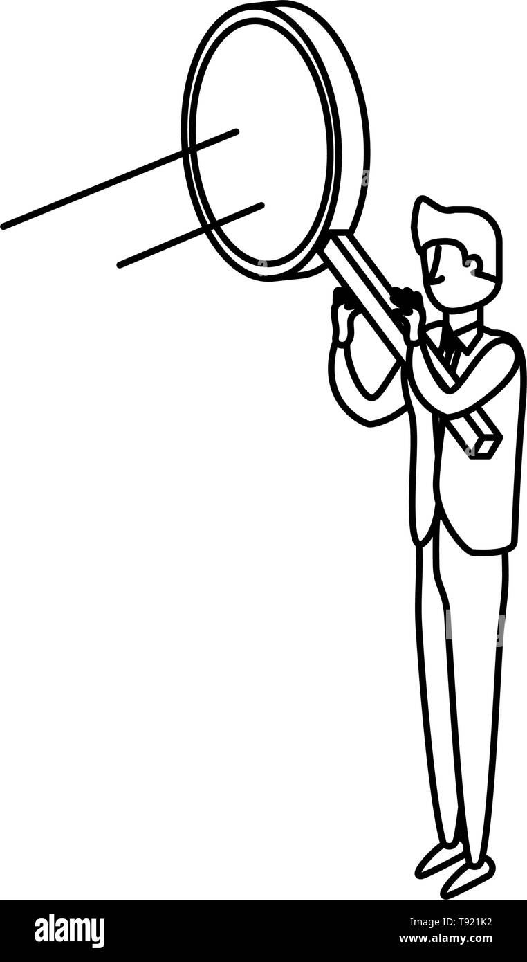 businessman worker with magnifying glass vector illustration design ...