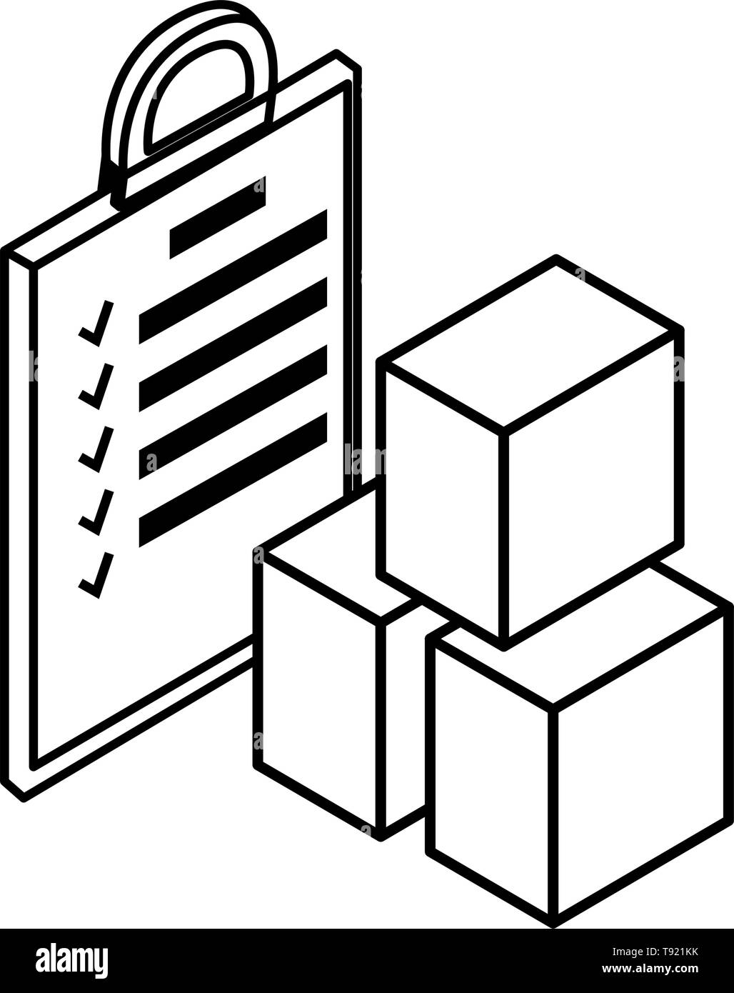 clipboard checklist document with cubes blocks vector illustration ...