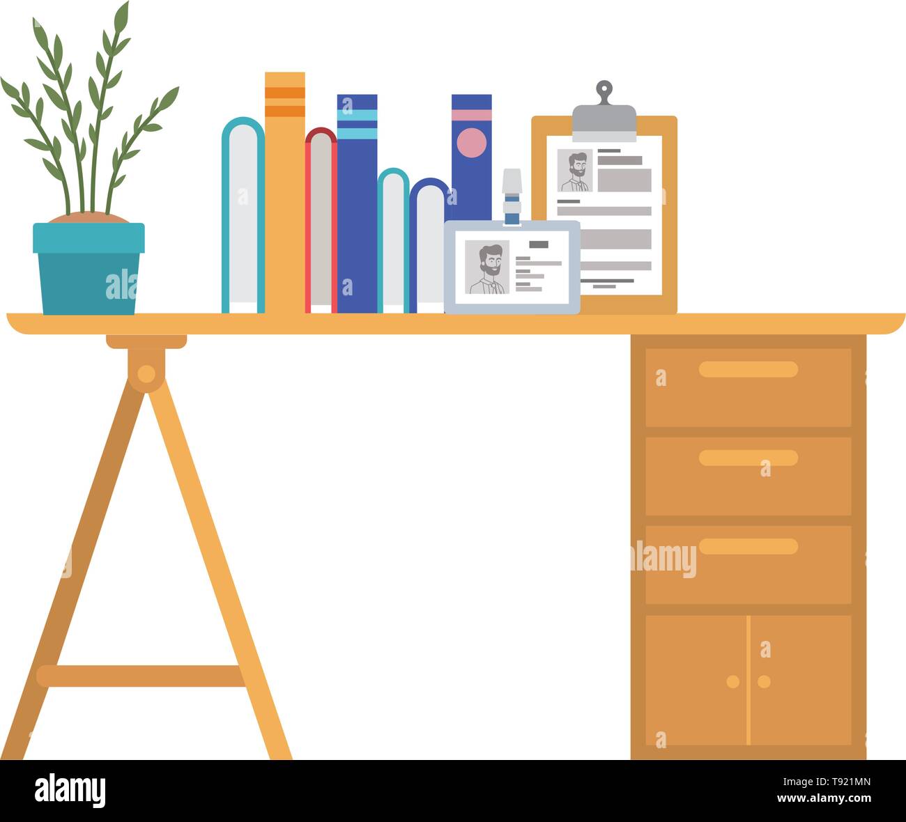 office desk with white background Stock Vector Image & Art - Alamy