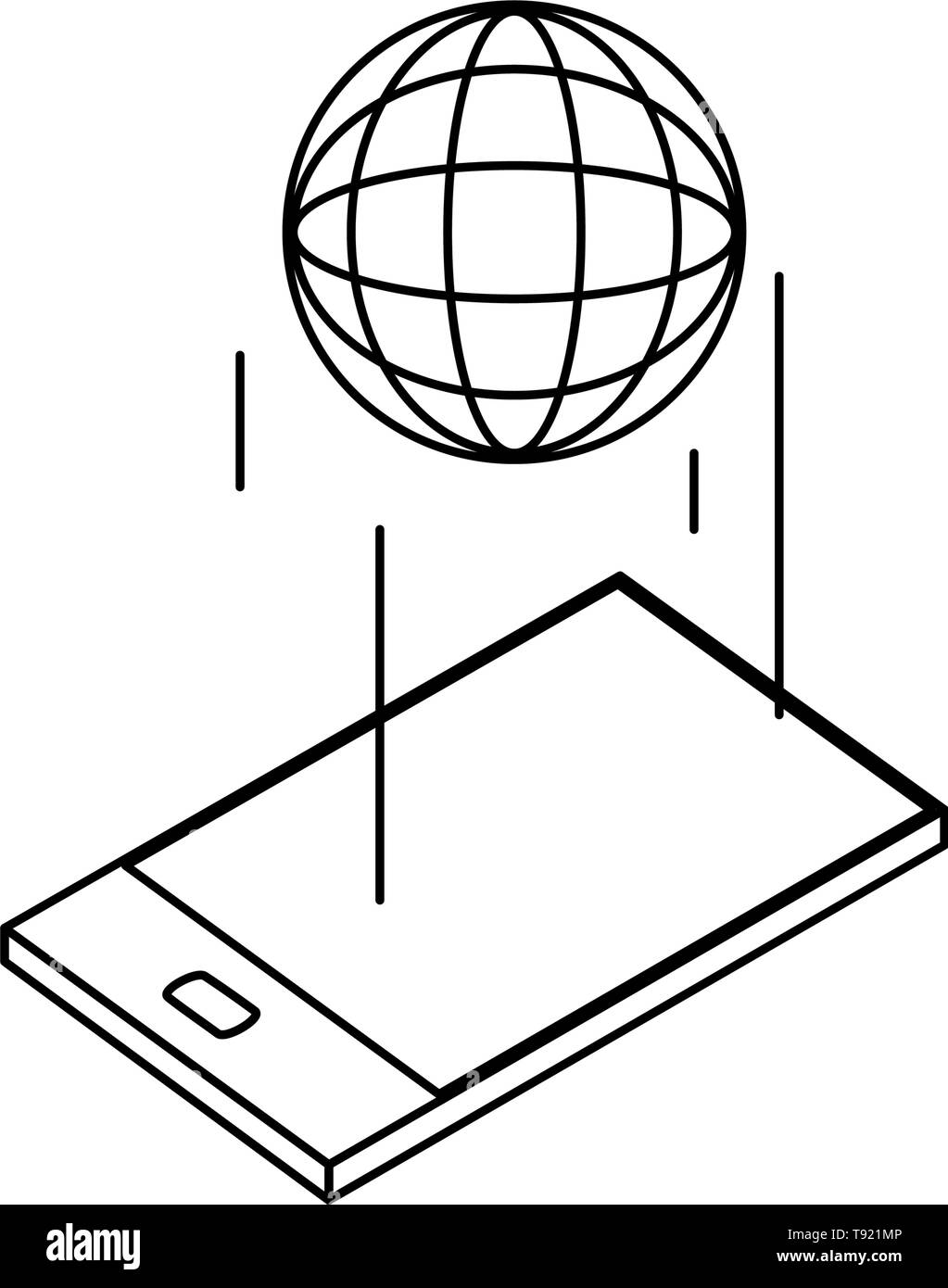 smartphone device with world planet vector illustration design Stock ...