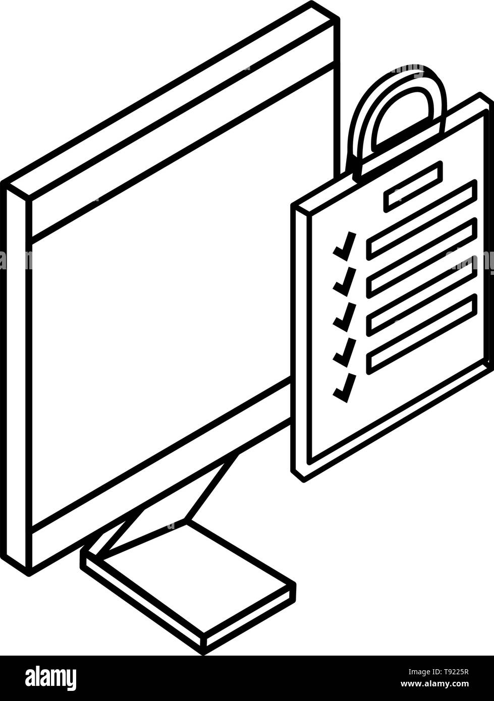 desktop computer with checklist vector illustration design Stock Vector ...