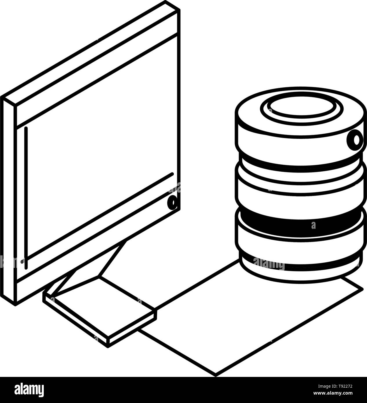 desktop computer with data center disks vector illustration design Stock Vector Image & Art - Alamy