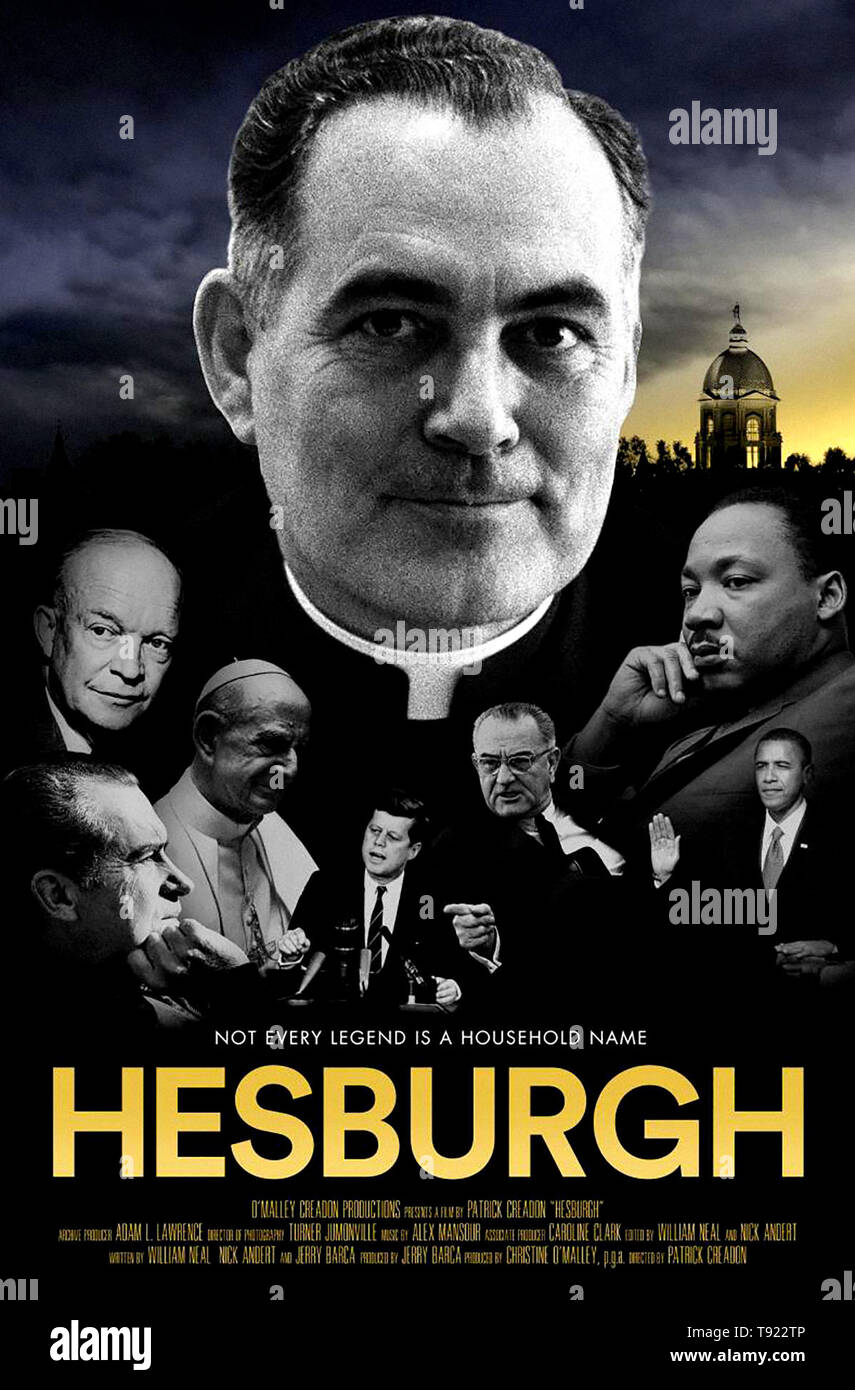 HESBURGH, poster, Rev. Theodore Hesburgh (large head shot); (below ...