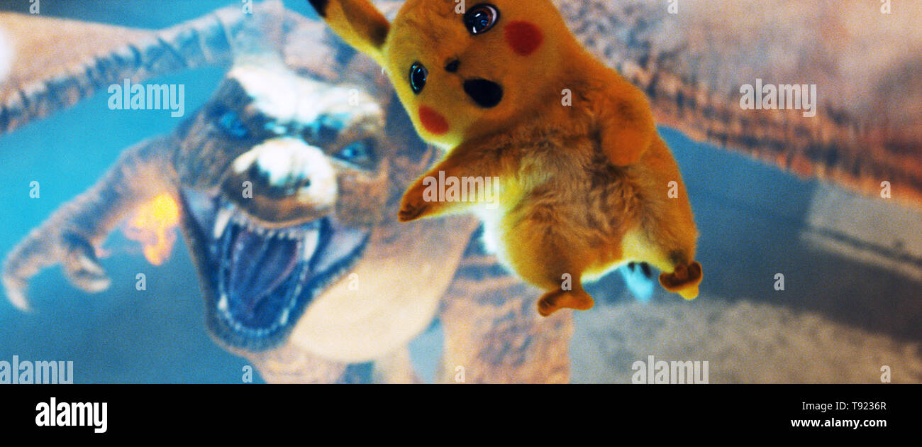 POKEMON DETECTIVE PIKACHU, foreground: Detective Pikachu (voice: Ryan ...