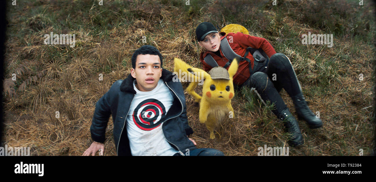 POKEMON DETECTIVE PIKACHU, from left: Justice Smith, Detective Pikachu ...