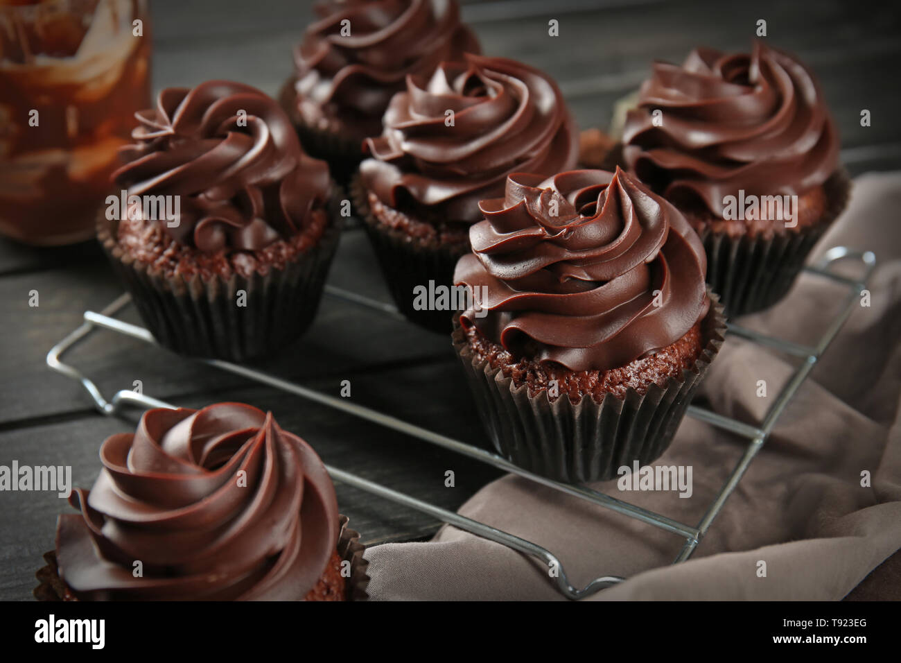 Delicious chocolate cupcakes on cooling rack Stock Photo - Alamy