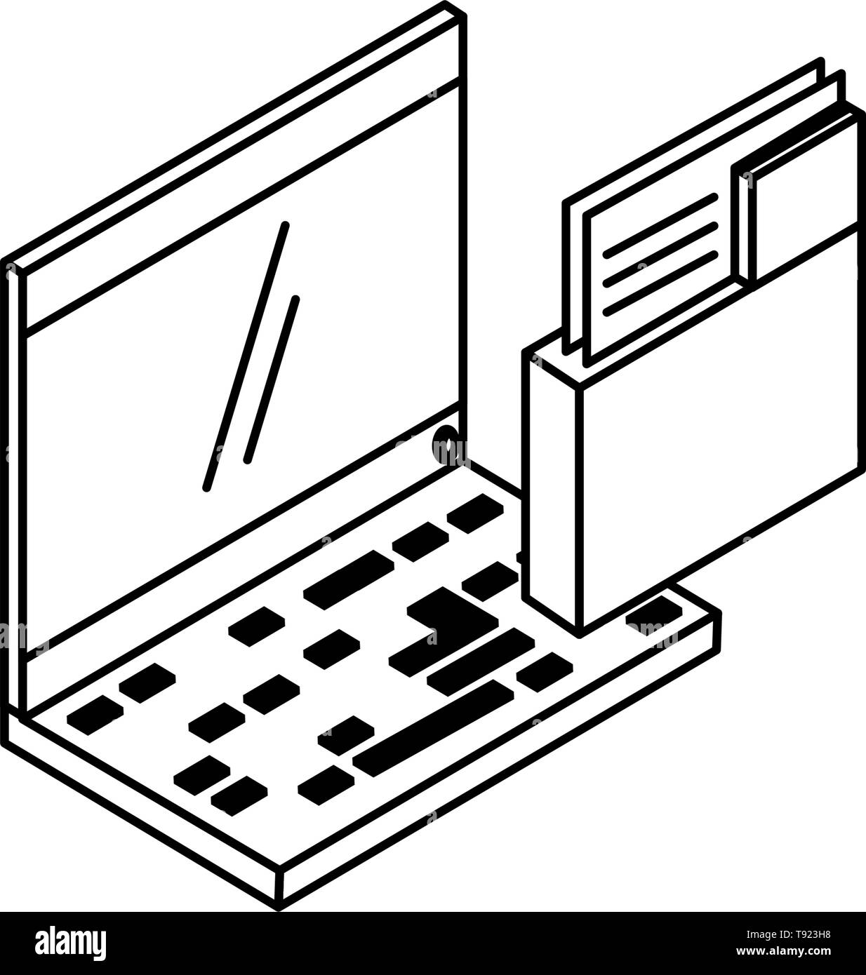 laptop computer with folders vector illustration design Stock Vector ...