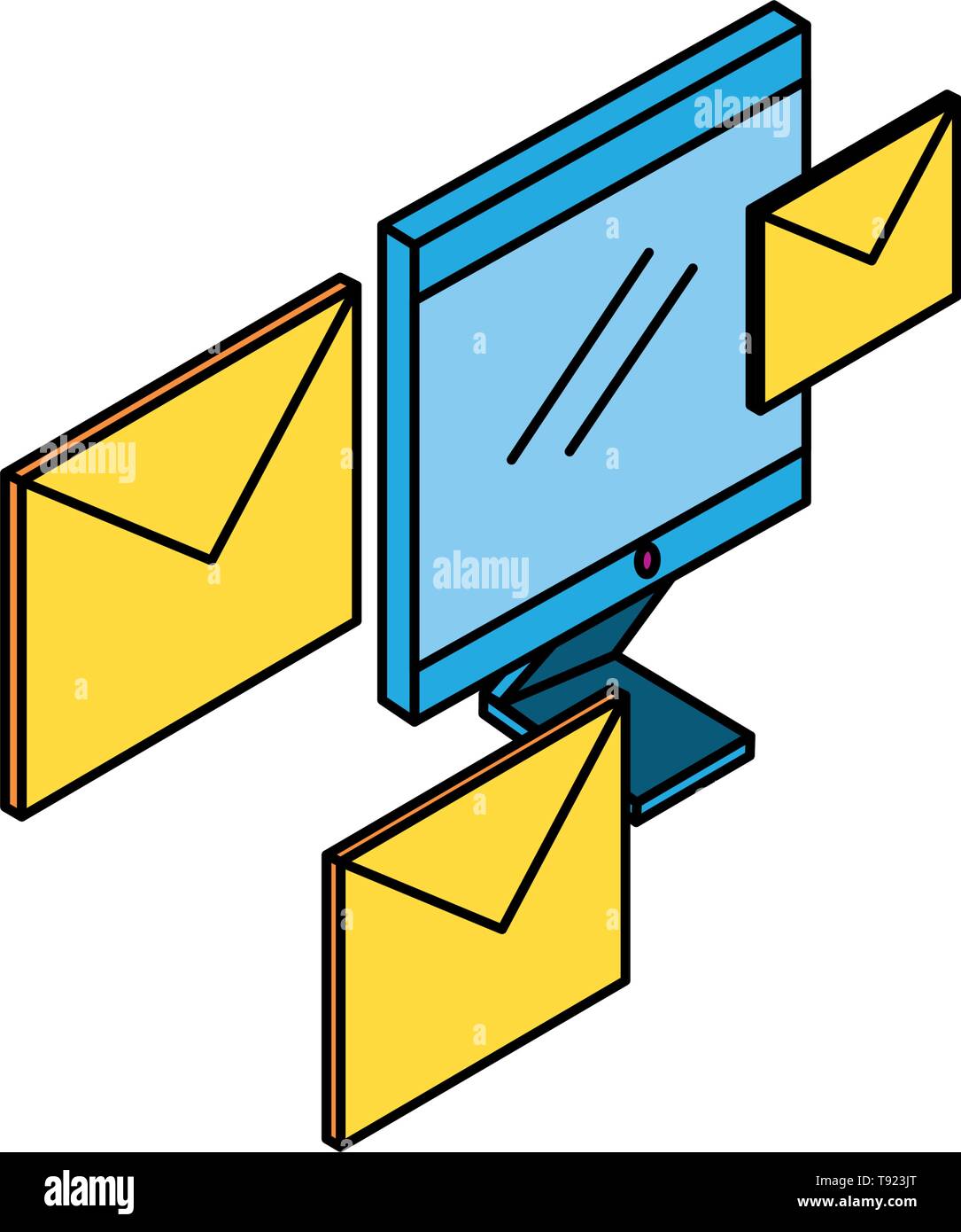 desktop computer with envelopes email vector illustration design Stock ...