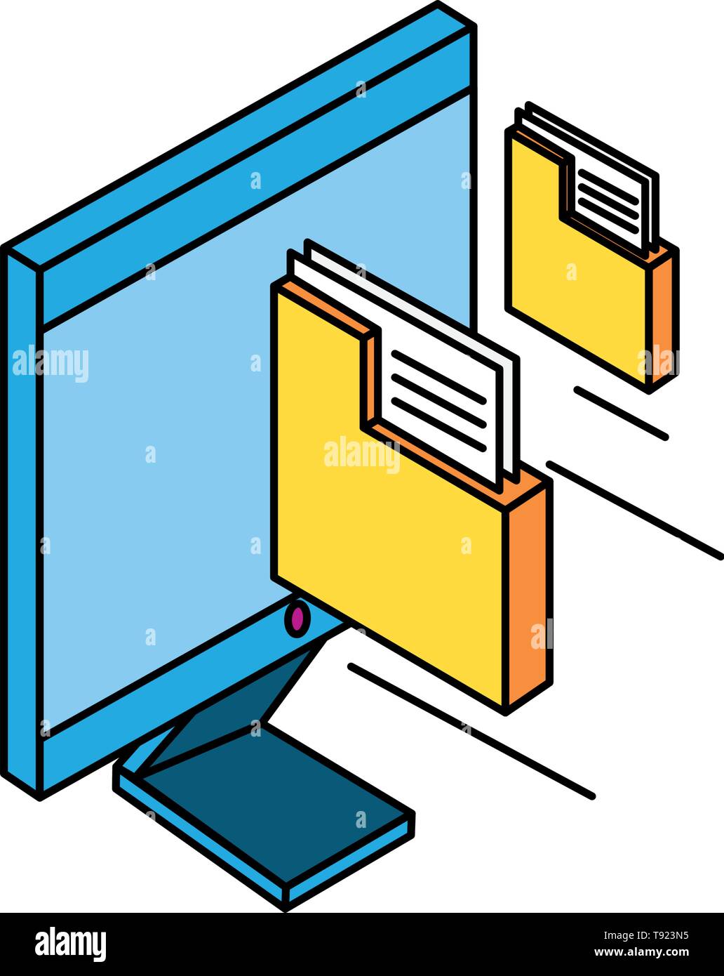 desktop computer with folders documents vector illustration design ...