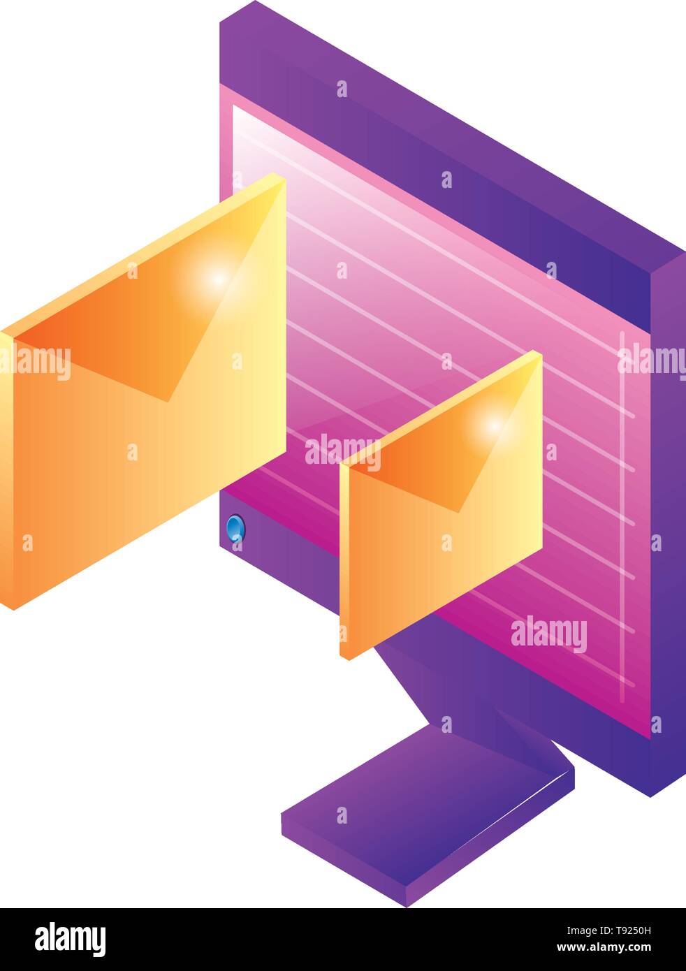 desktop computer with envelopes email vector illustration design Stock ...