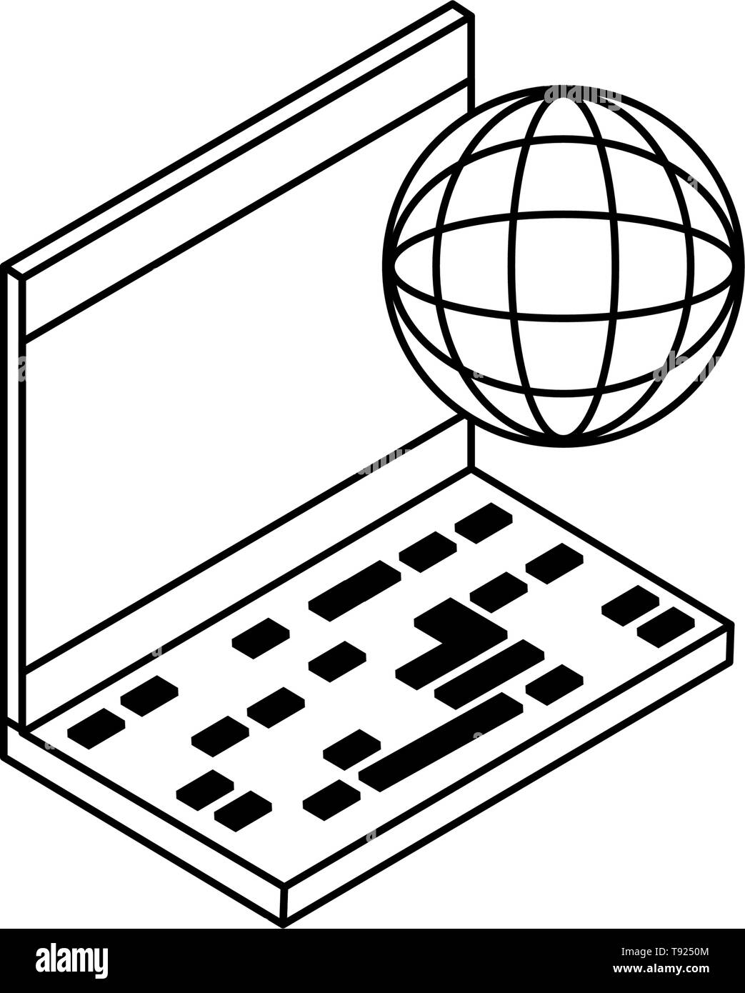 laptop computer with planet vector illustration design Stock Vector ...