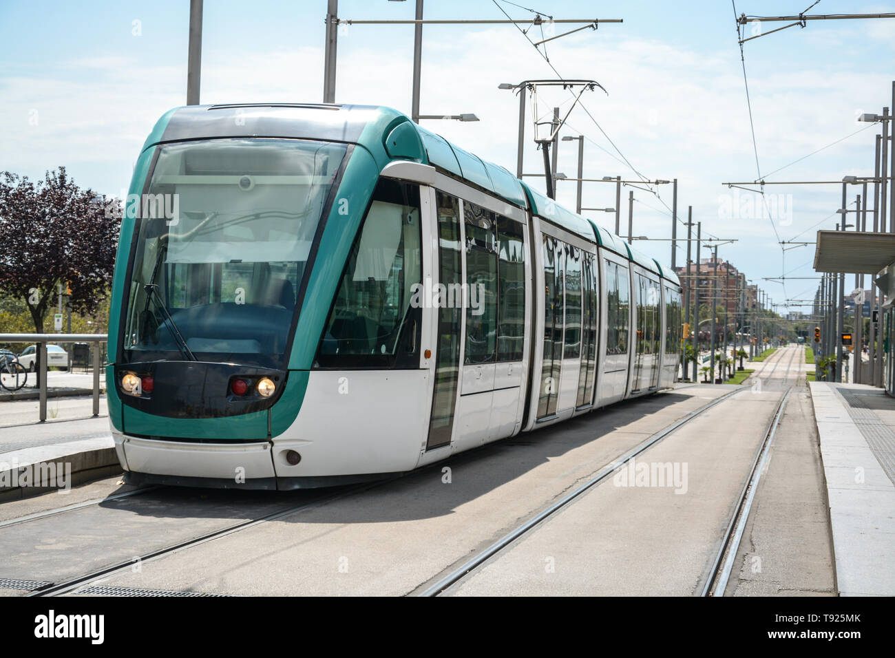 Modern tram in city Stock Photo - Alamy