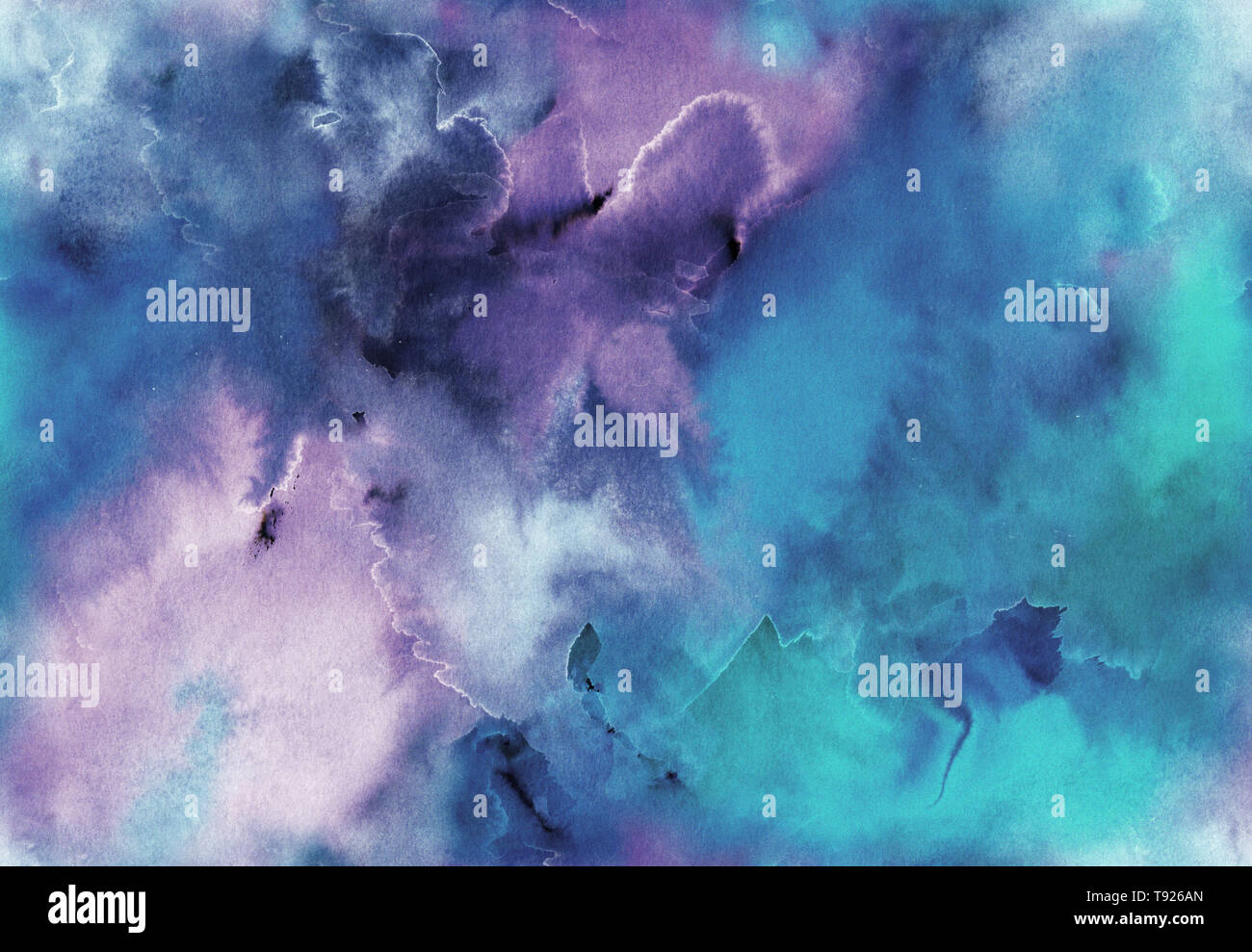 Hand painted Watercolor bright seamless pattern with abstract sky ...