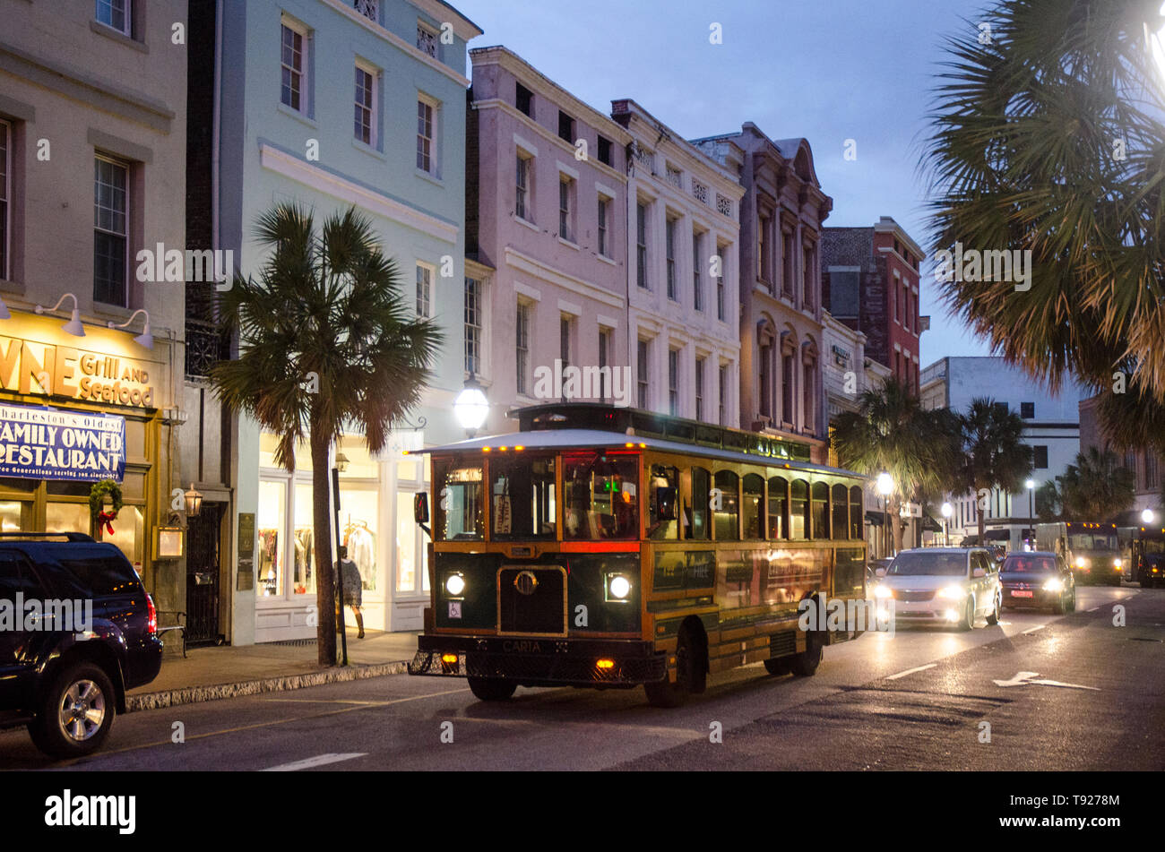 Streetcar Bus on King Street in Historic Charleston, South Carolina ...