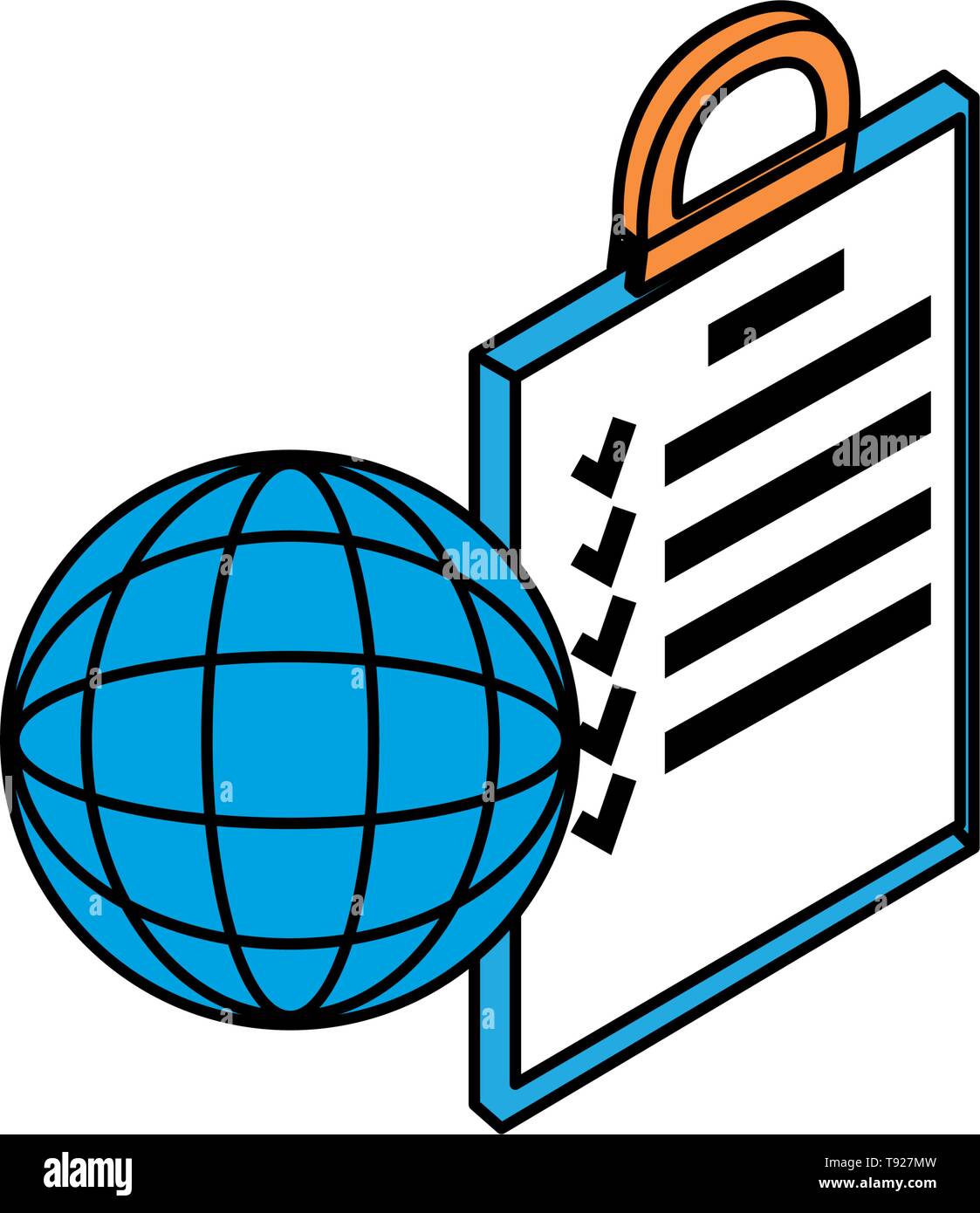 sphere planet browser with checklist vector illustration design Stock ...