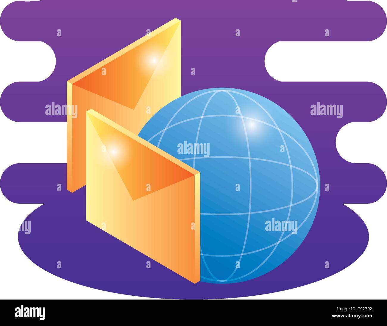 sphere planet browser with envelopes mails vector illustration design ...