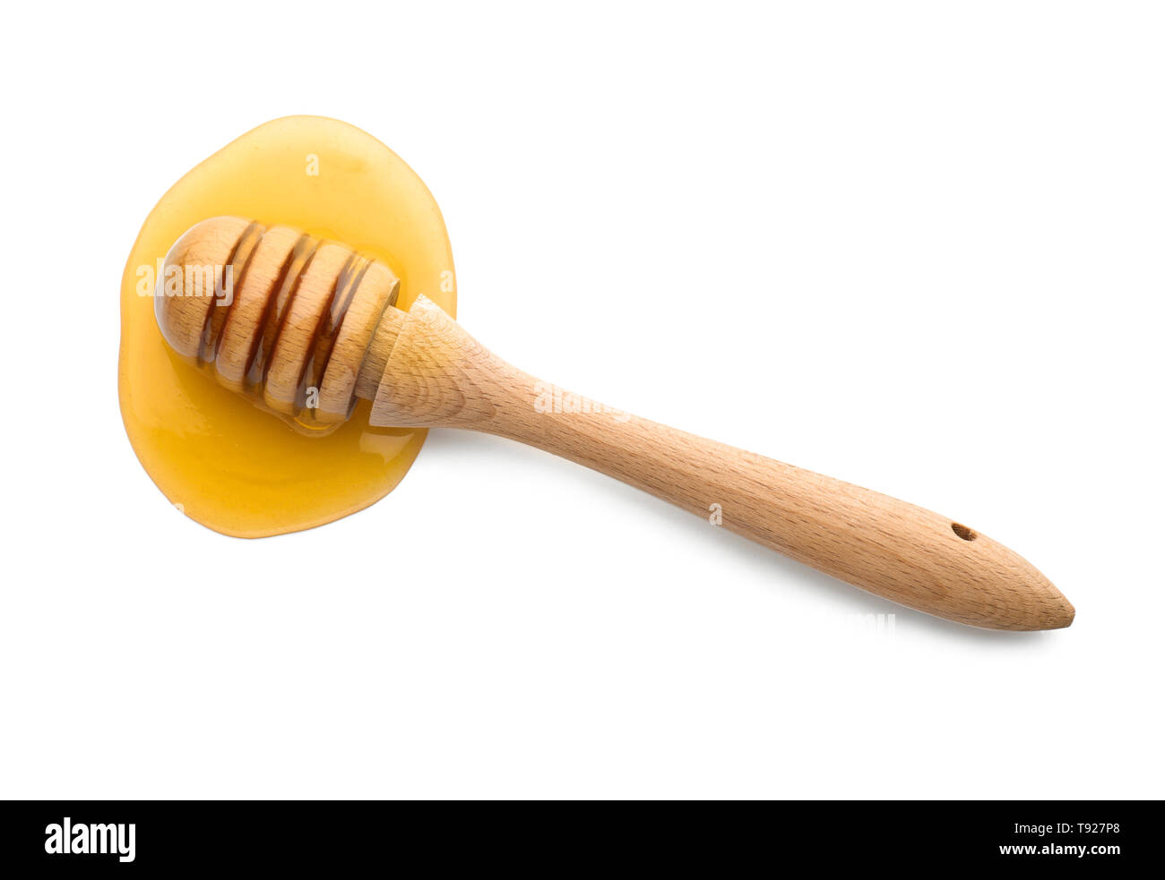 Sweet honey and dipper on white background Stock Photo - Alamy