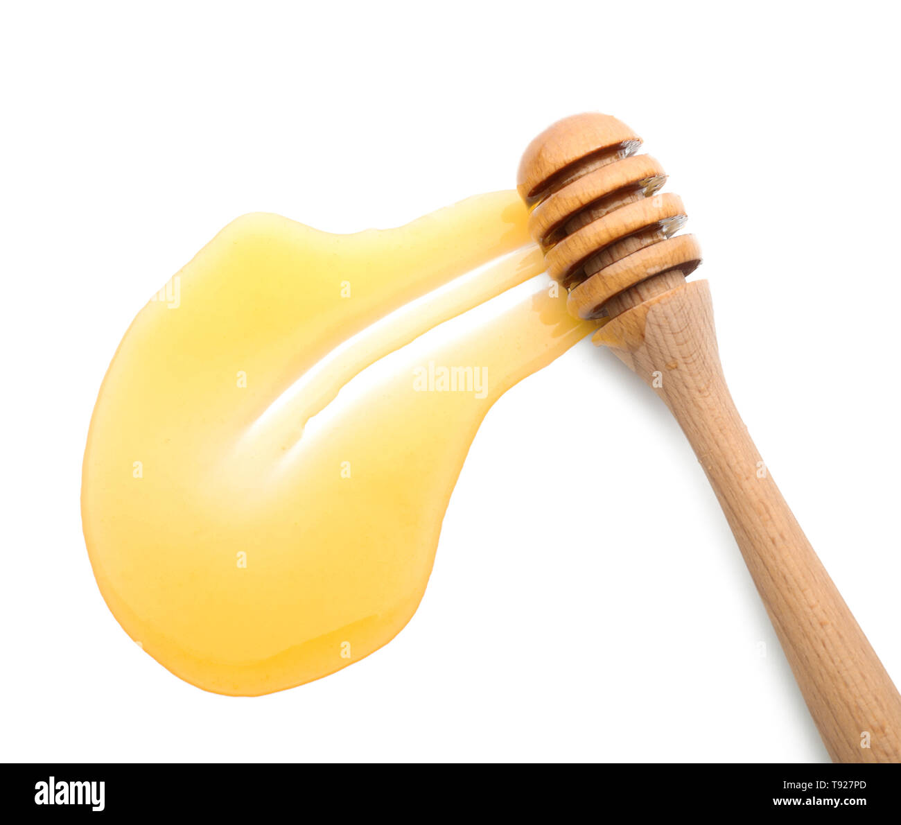 Sweet honey and dipper on white background Stock Photo - Alamy