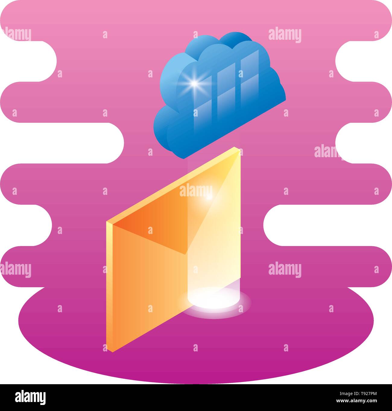 Cloud Computing Server With Envelope Vector Illustration Design Stock