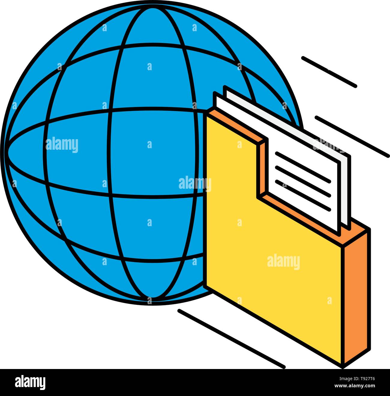 sphere planet browser with folder vector illustration design Stock ...