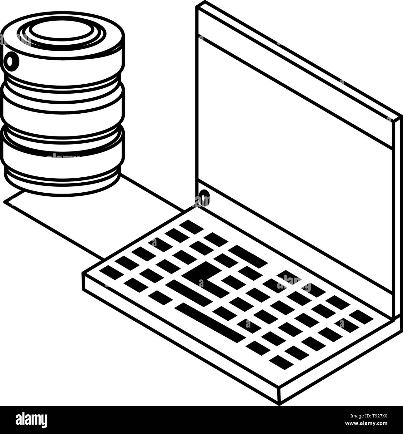 laptop computer with data disks vector illustration design Stock Vector ...