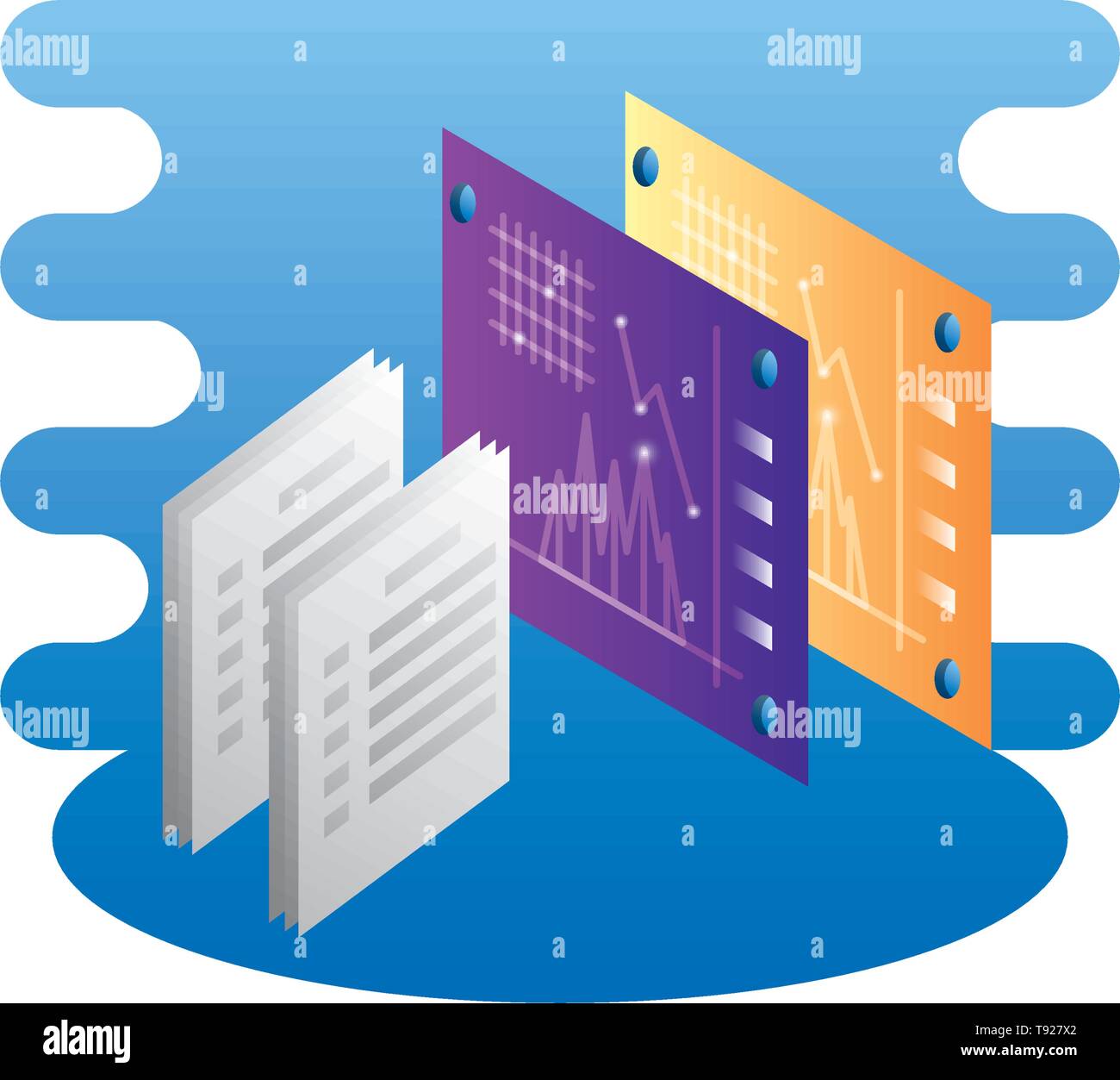 webpages templates with statistics and documents vector illustration ...