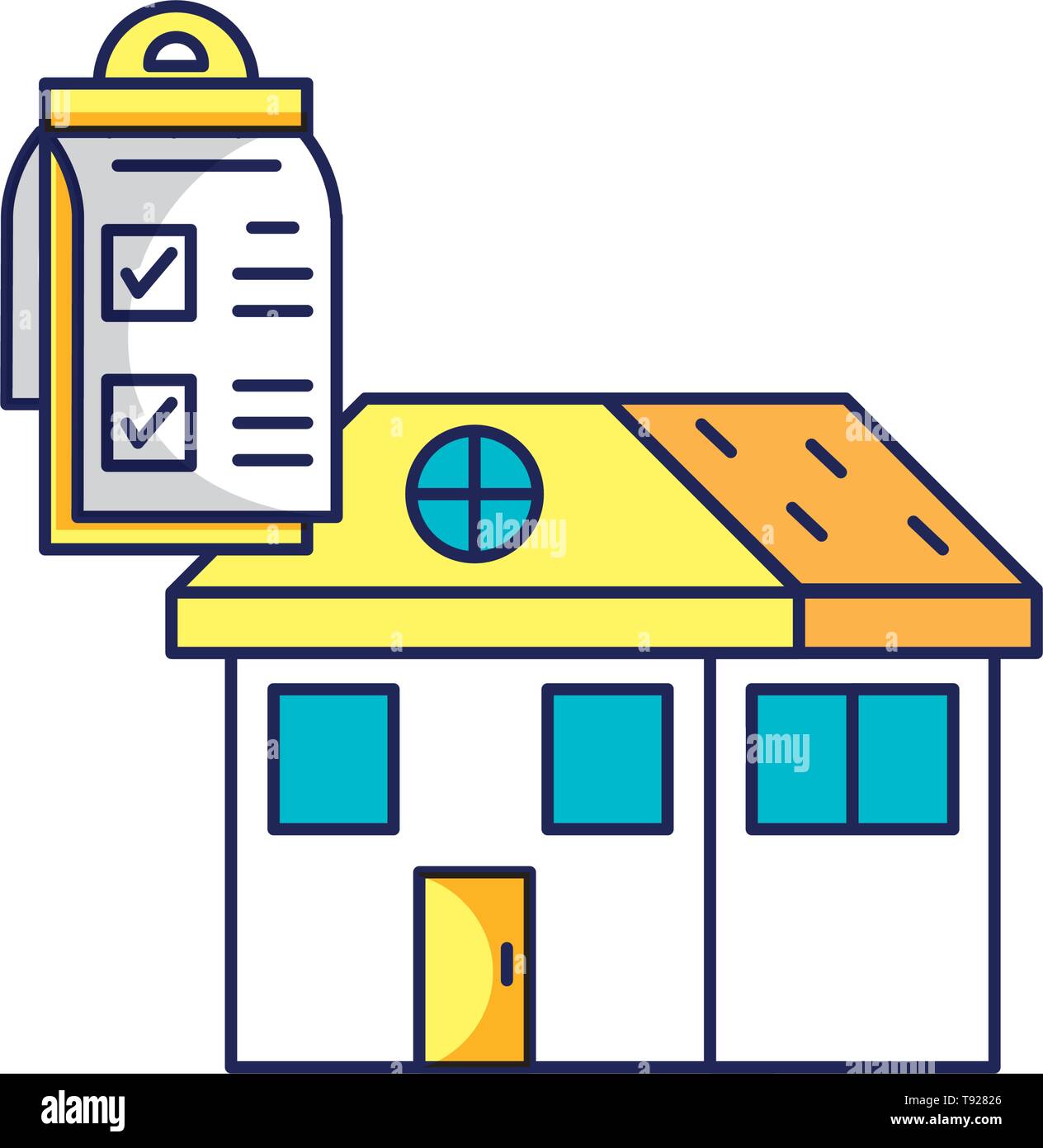 house facade with checklist clipboard vector illustration design Stock ...