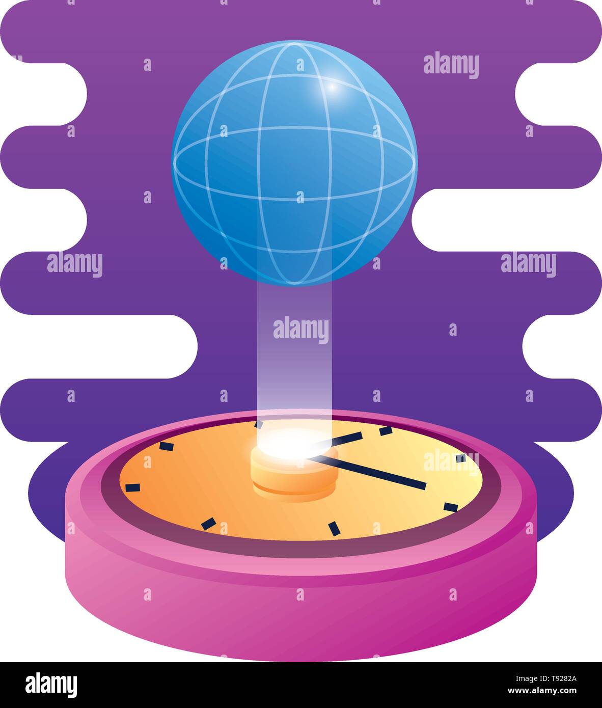 sphere planet browser with time clock vector illustration design Stock ...