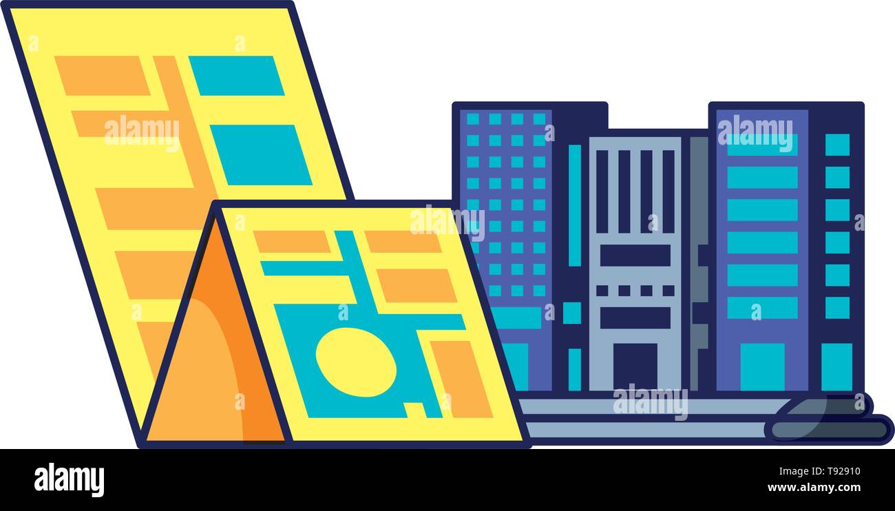 facade building urban with map guide vector illustration design Stock ...