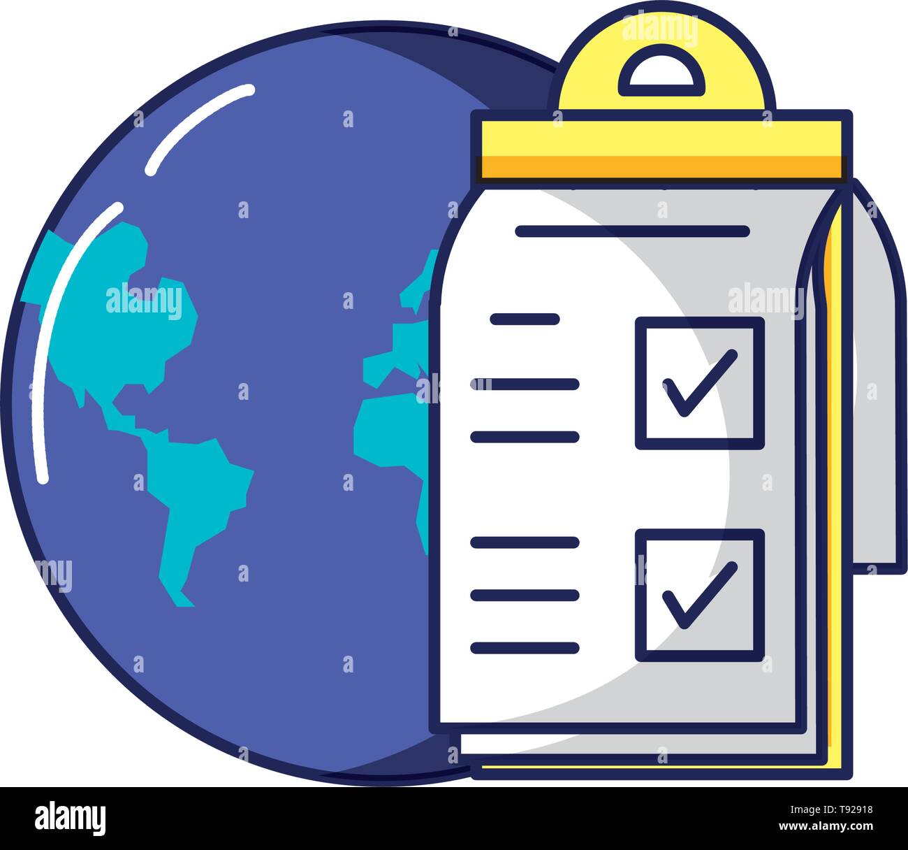 checklist clipboard with world planet earth vector illustration design ...