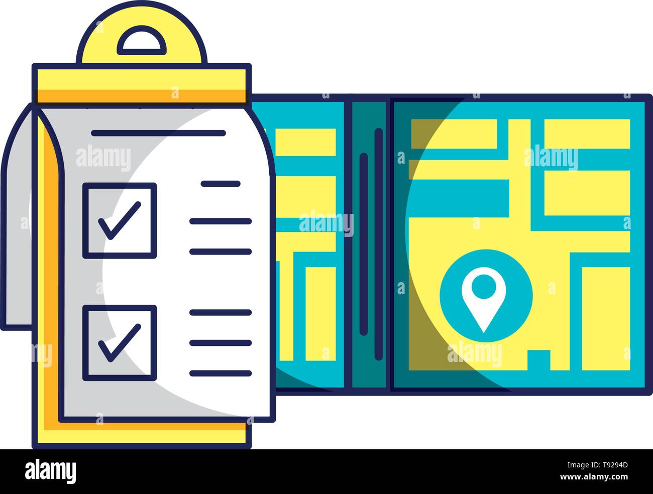 checklist clipboard with map guide location vector illustration design ...