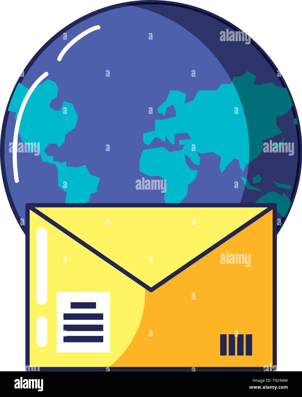 envelope mail with planet earth vector illustration design Stock Vector ...