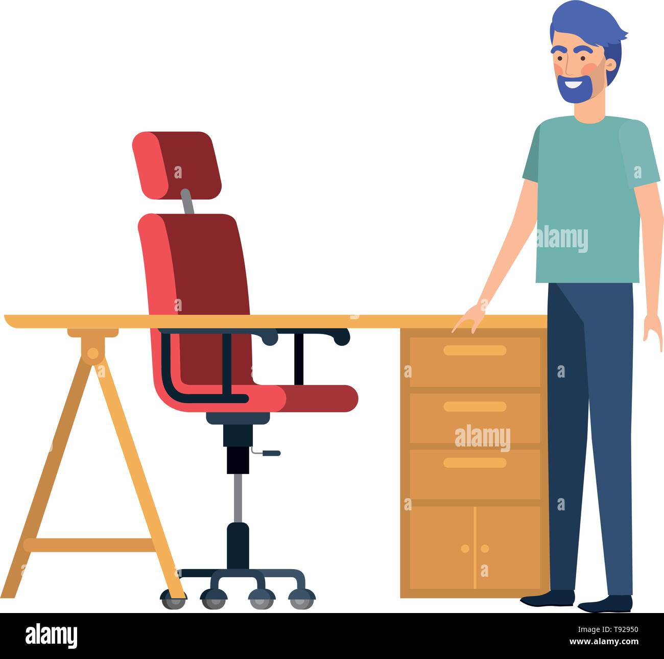 man in the work office with white background Stock Vector Image & Art ...