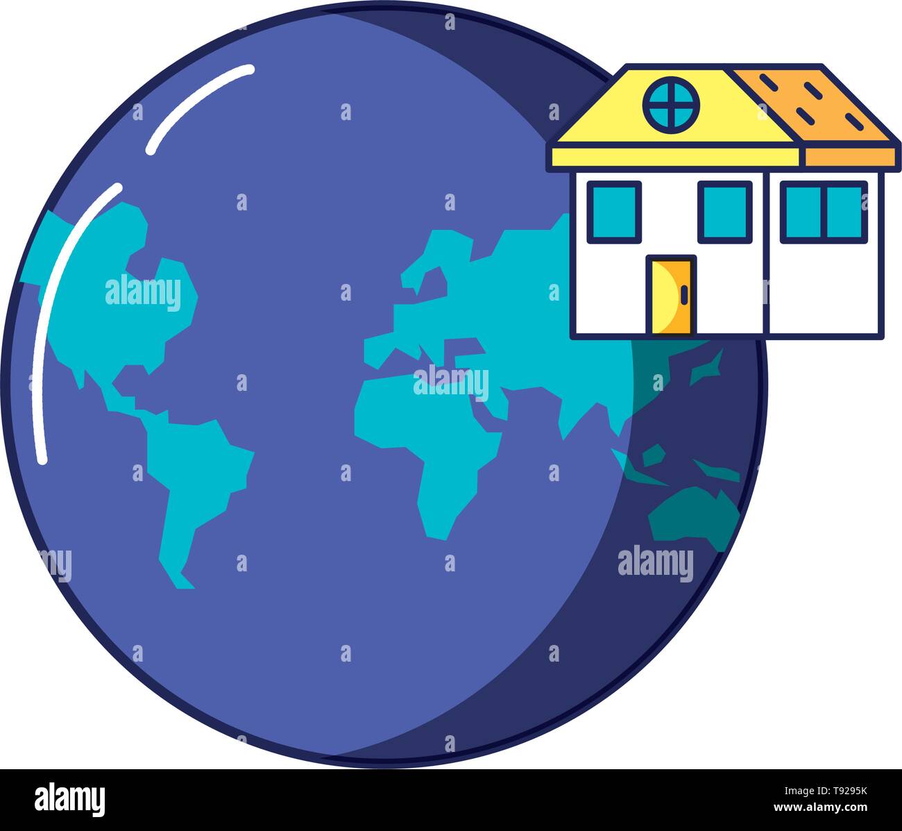 house facade with planet earth vector illustration design Stock Vector ...
