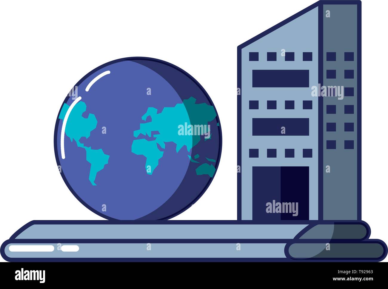 facade building urban with planet earth vector illustration design ...