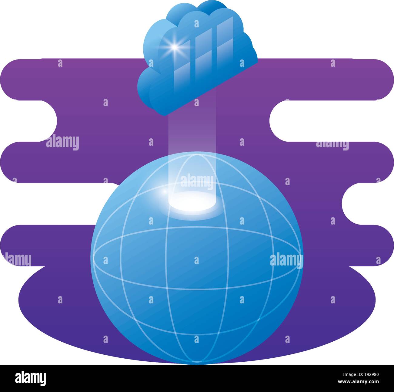 sphere planet browser with cloud computing vector illustration design ...