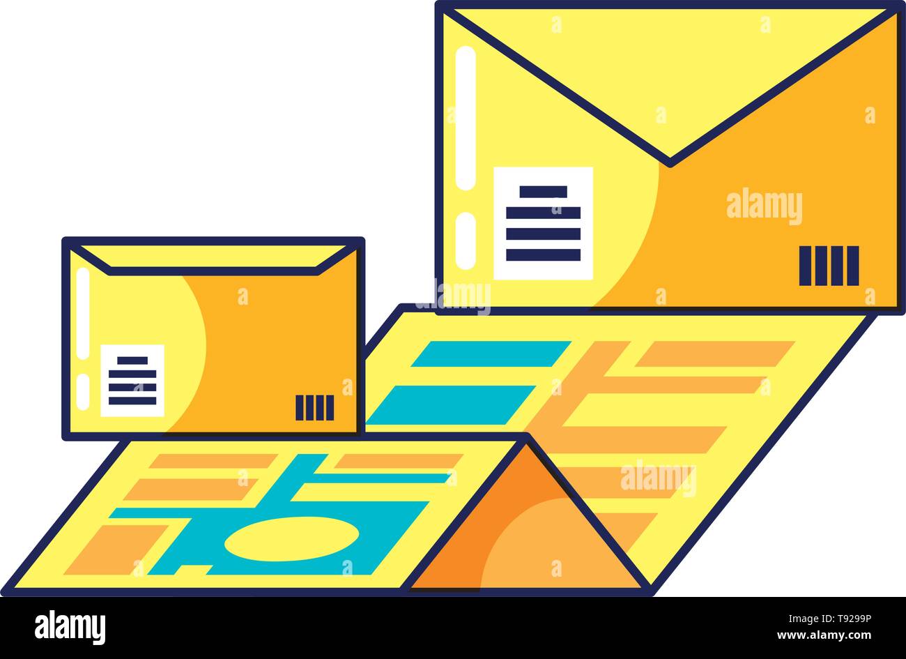 envelopes mail with map guide location vector illustration design Stock ...