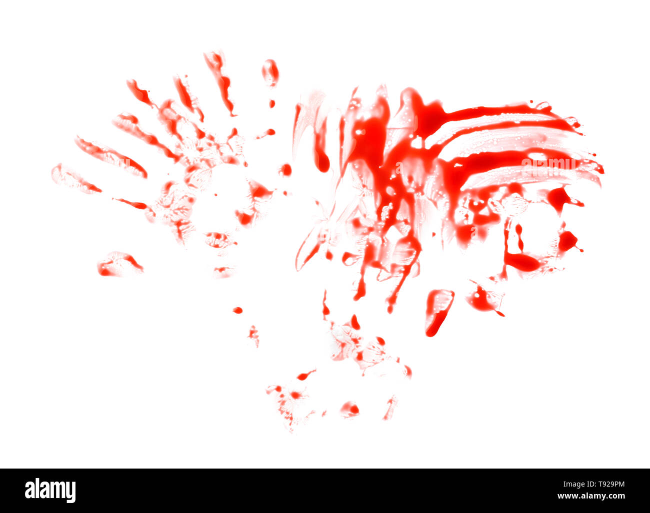 Blood splashes and strokes on white background Stock Photo - Alamy