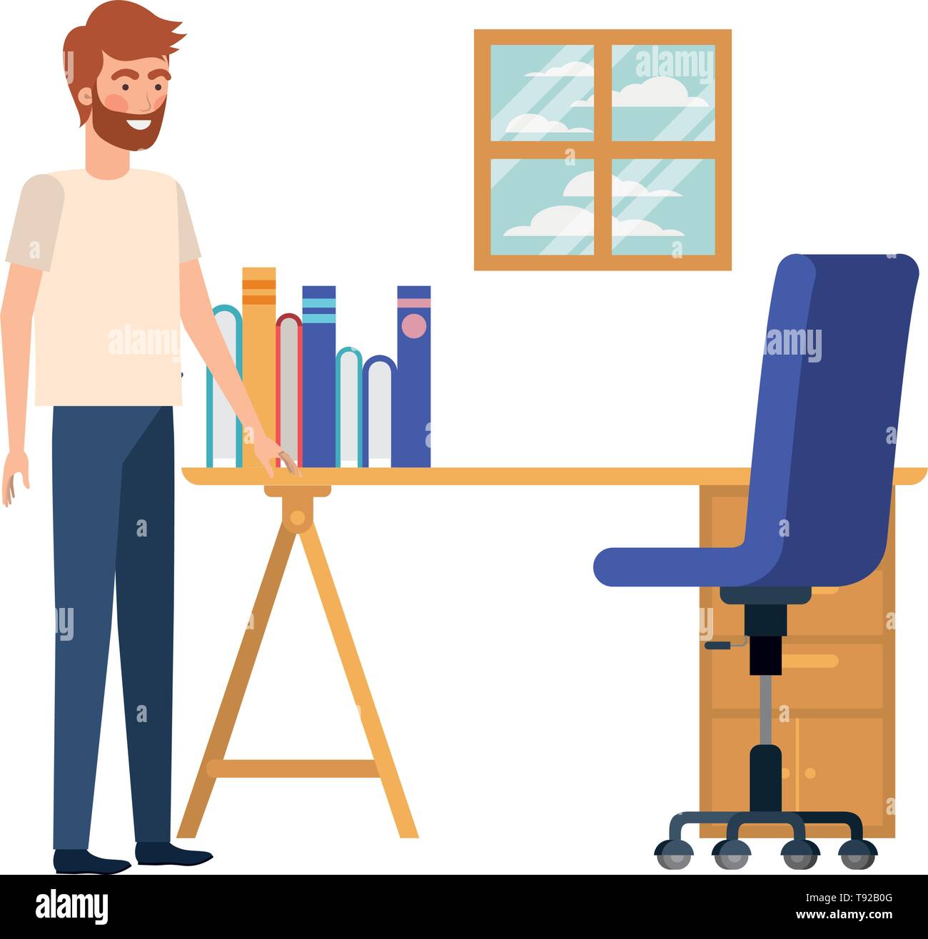 man in the work office with white background Stock Vector Image & Art ...