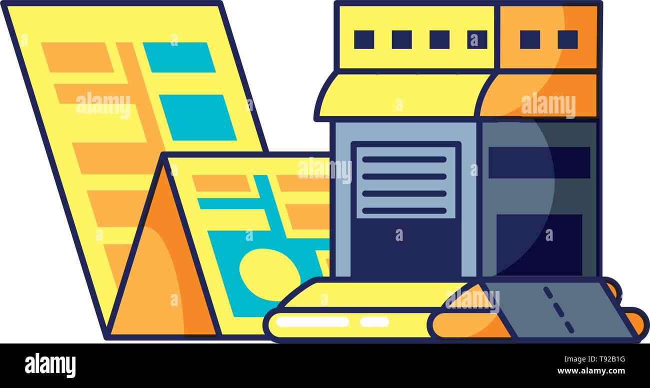 warehouse building with map guide location vector illustration design ...