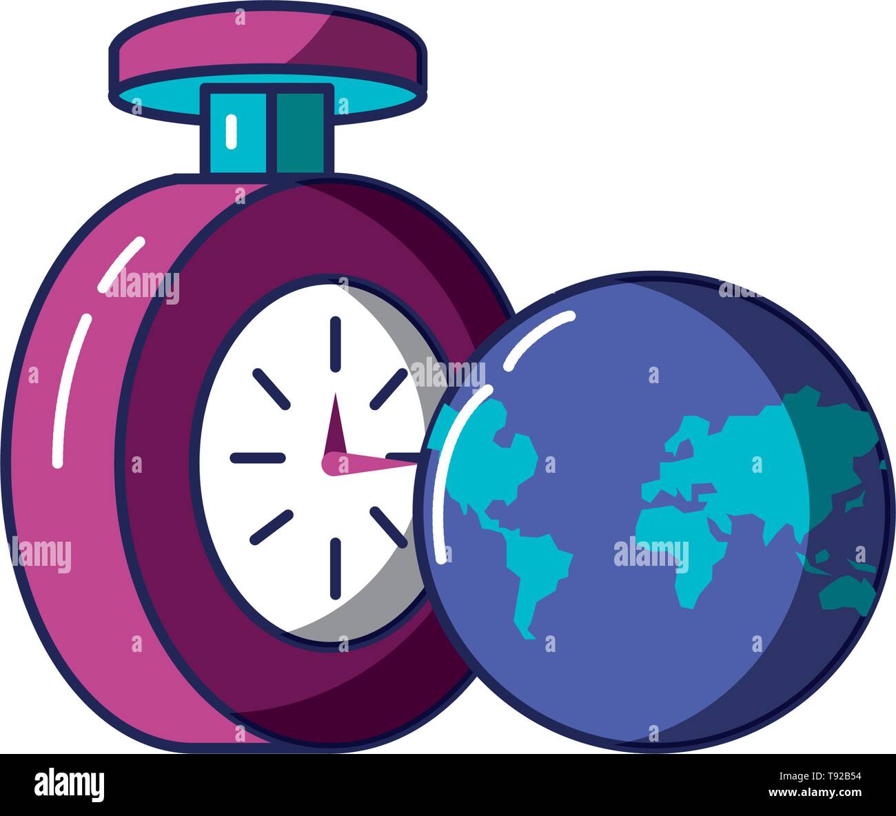 chronometer time with planet earth vector illustration design Stock ...