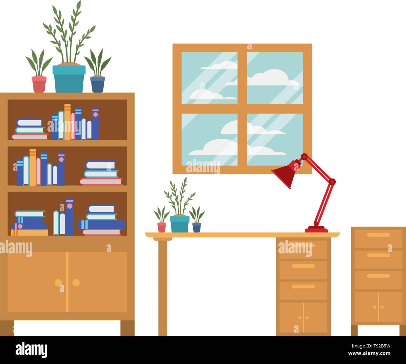 office desk with white background Stock Vector Image & Art - Alamy