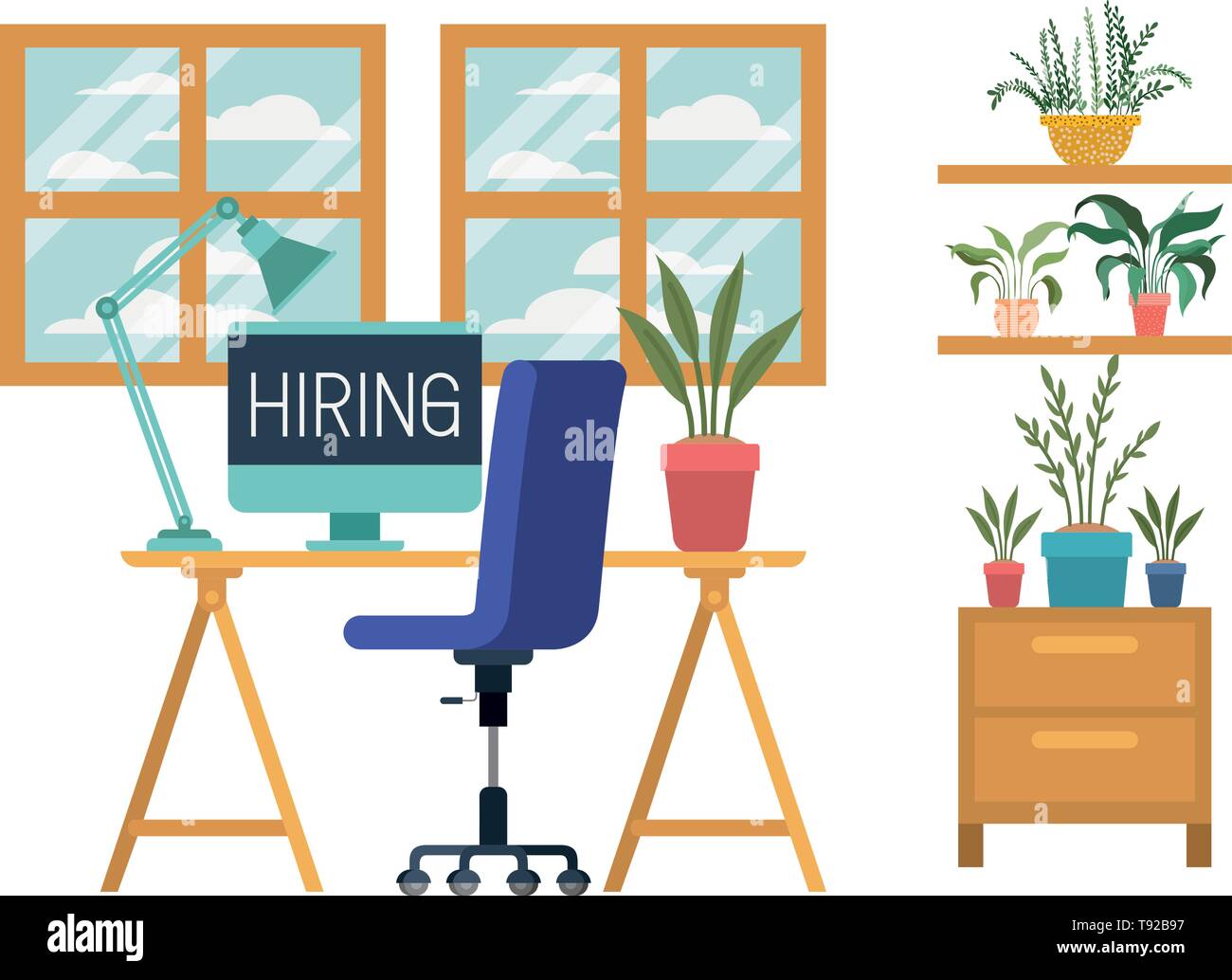 office desk with chair in white background Stock Vector Image & Art - Alamy