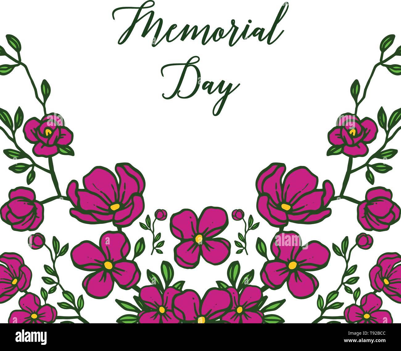 Vector illustration decor card of memorial day with ornate of flower ...