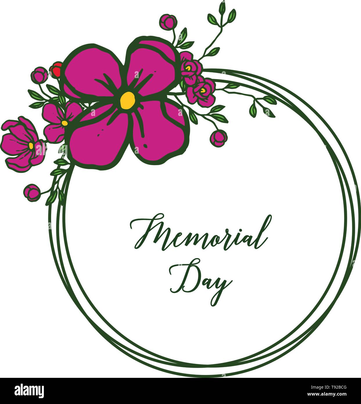 Vector illustration decor card of memorial day with ornate of flower ...