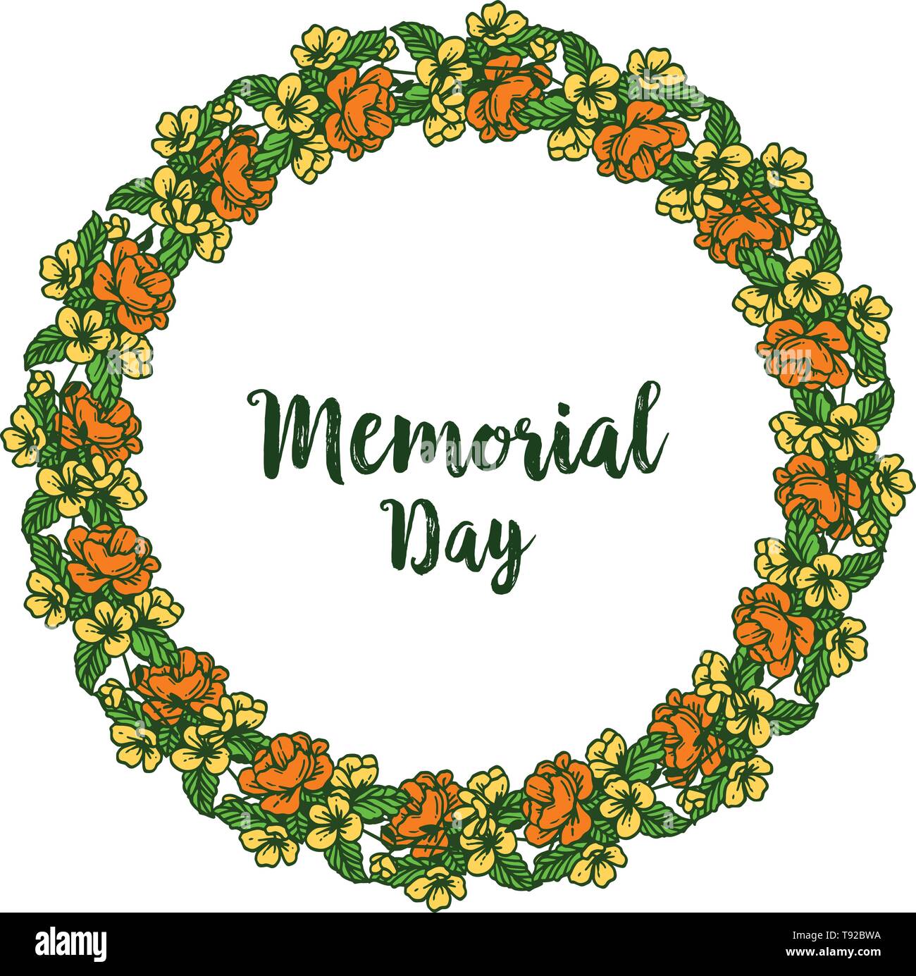 Vector illustration style card memorial day with circular colorful ...
