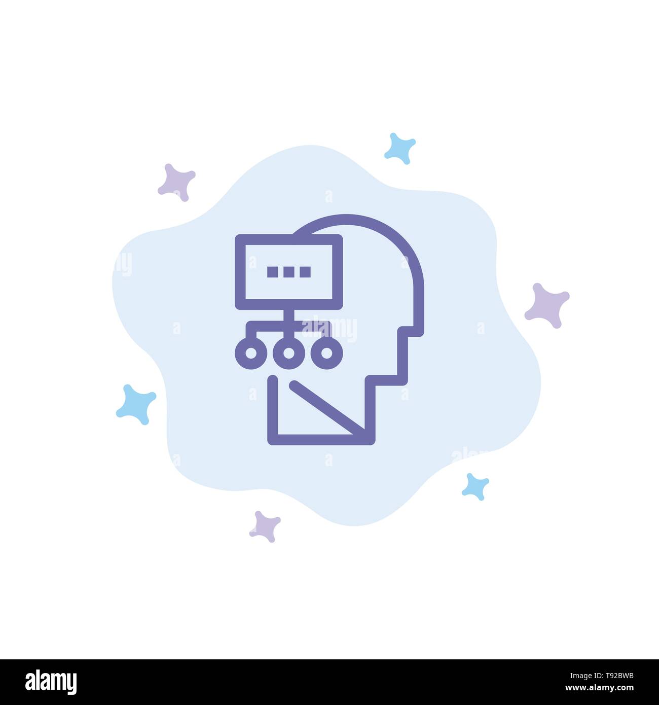 Planning, Theory, Mind, Head Blue Icon on Abstract Cloud Background ...